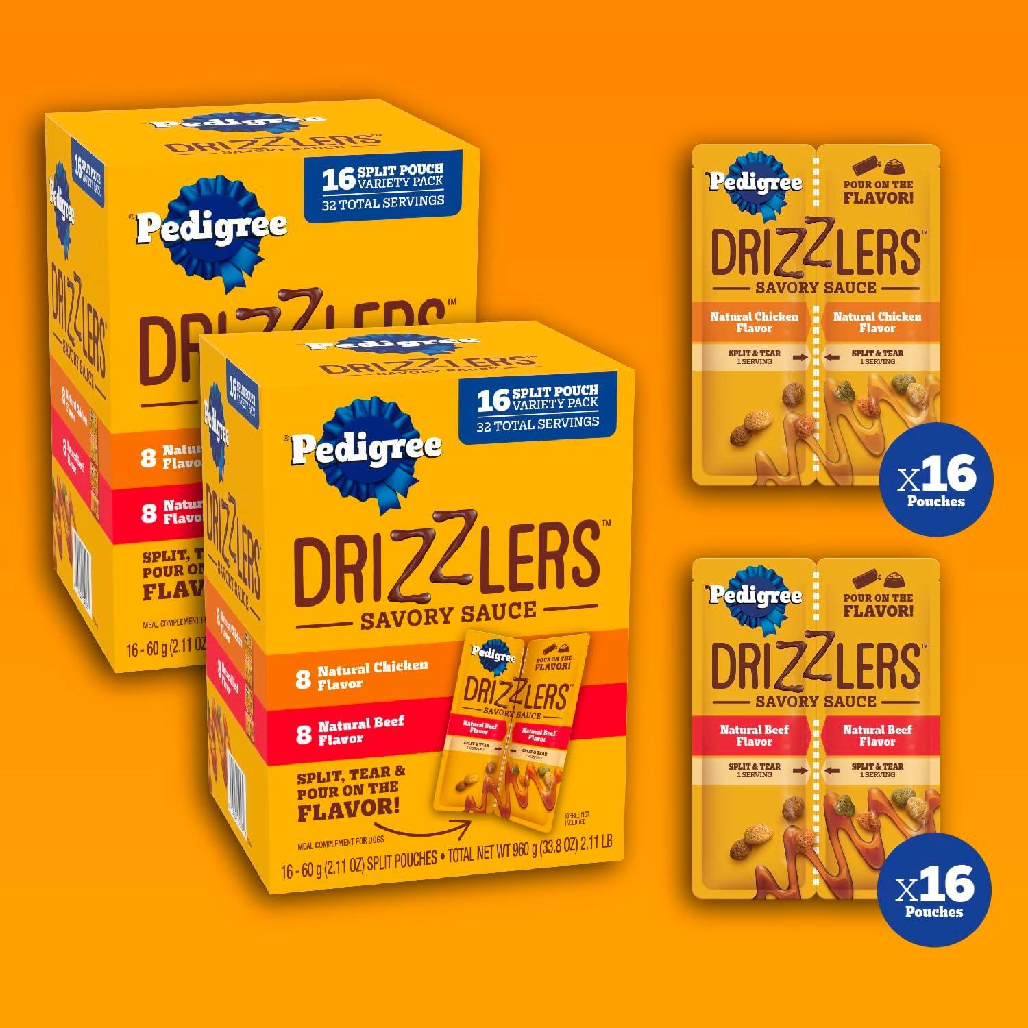 Pedigree Drizzlers Wet Dog Food Savory Sauce Multipack, 60g Dual ...